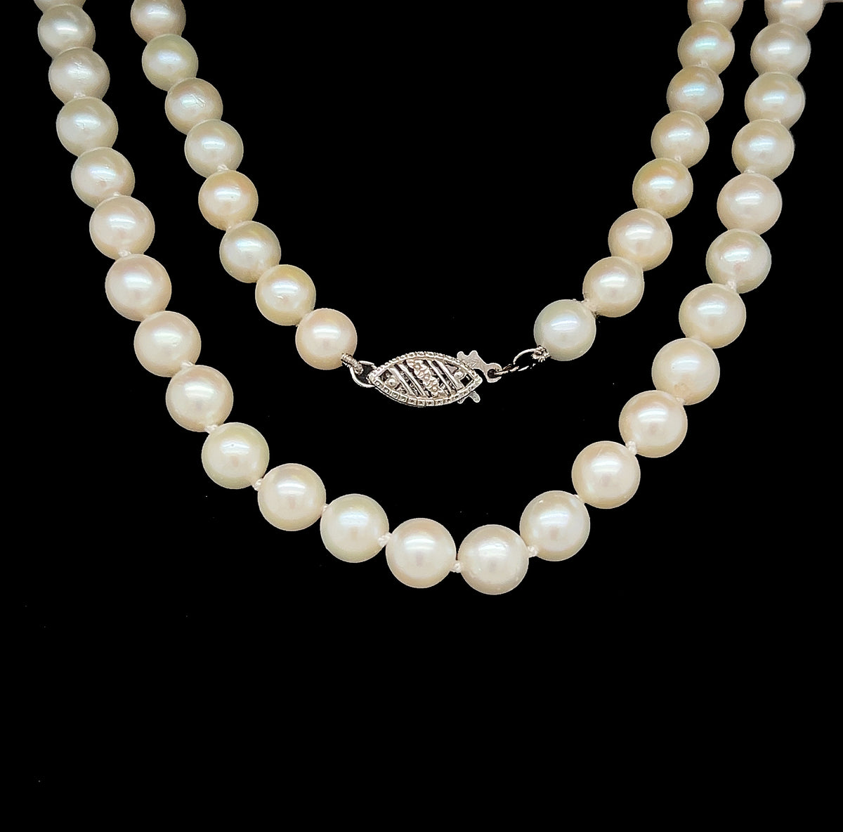 Estate 6mm Akoya Cultured Pearl Necklace White Gold - J39353– Gesner ...